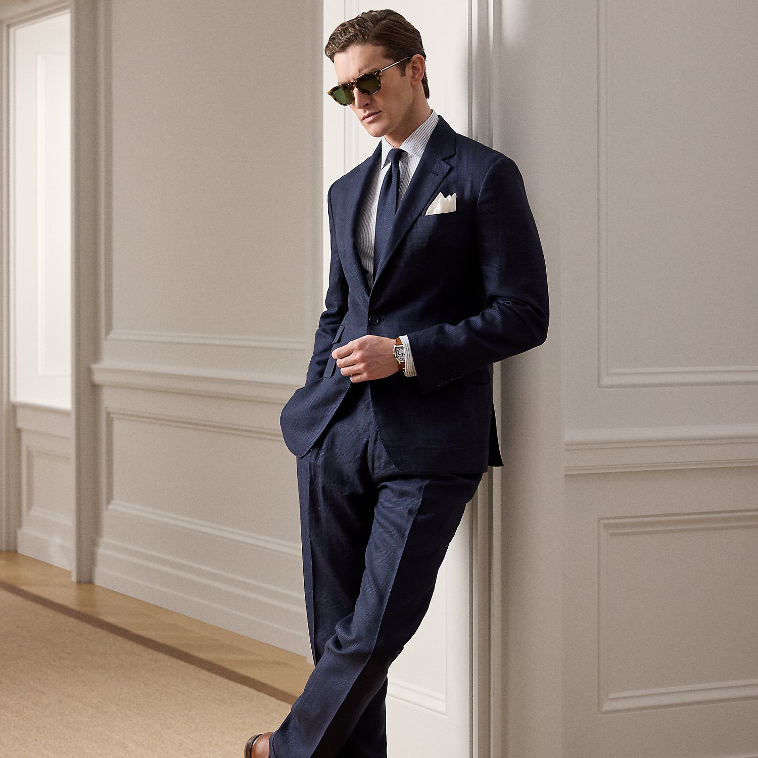 RALPH LAUREN Ralph Lauren Gregory Hand-Tailored Plaid Trouser